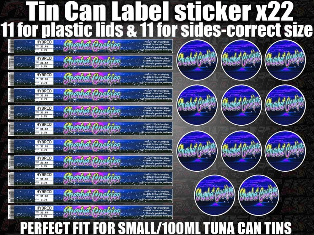 SHERBET COOKIES Cali Tin Labels Stickers Marijuana weed RX Medical ...