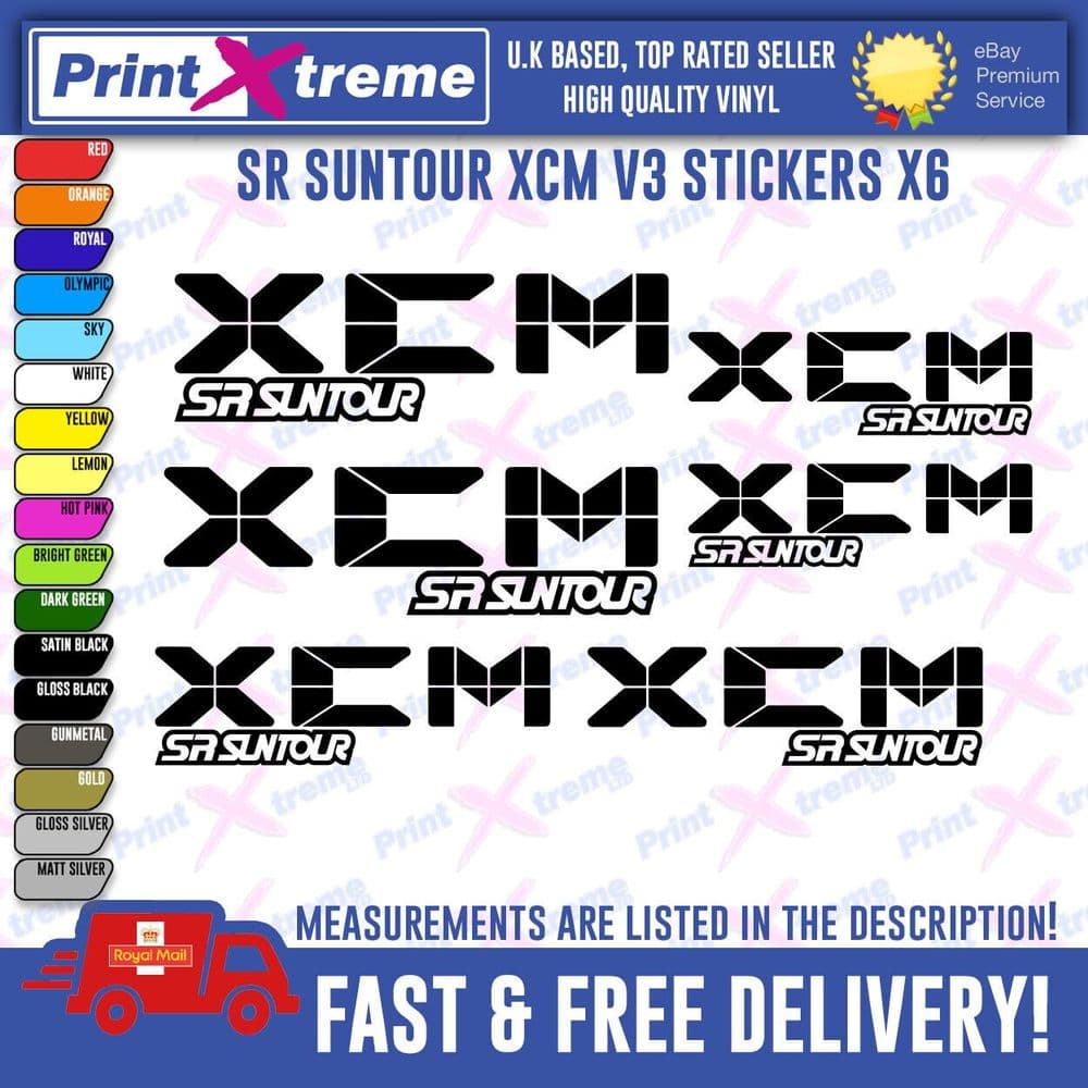 SR SUNTOUR XCM V3 FORK Decal Stickers Vinyl Mountain Cycling MTB top ...