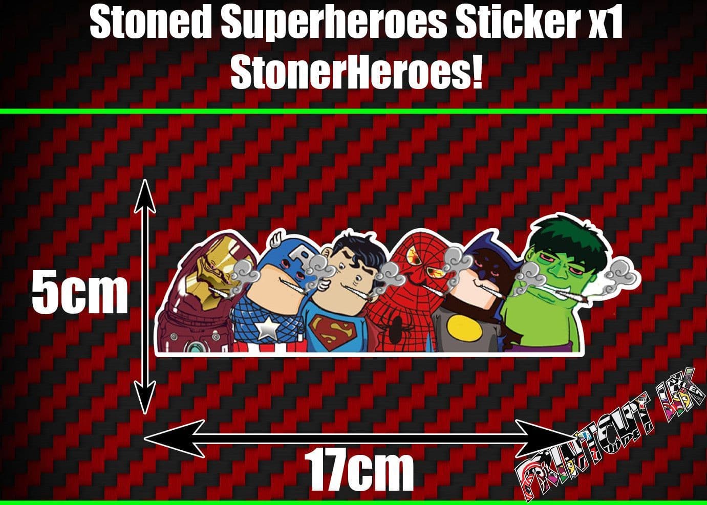 Stoned superheroes Weed Sticker decal Laptop car van funny Rude ...