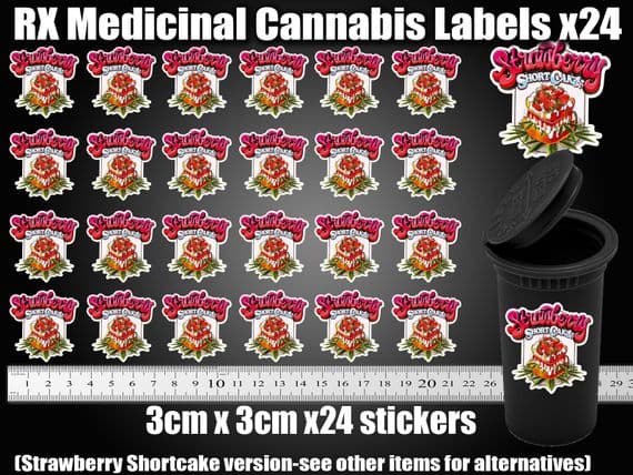 STRAWBERRY SHORTCAKE CALI Cannabis Labels Dram poptop TIN Medical ...