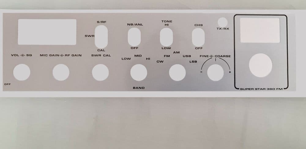 Superstar 360 cb radio silver faceplate Decal Sticker bezel self adhesive