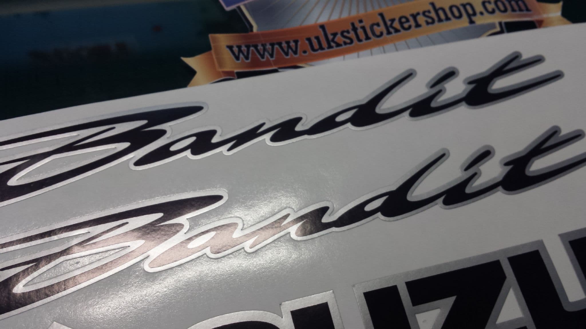 SUZUKI BANDIT 2 COLOUR DECALS/ STICKERS BLACK & SILVER restoration ...