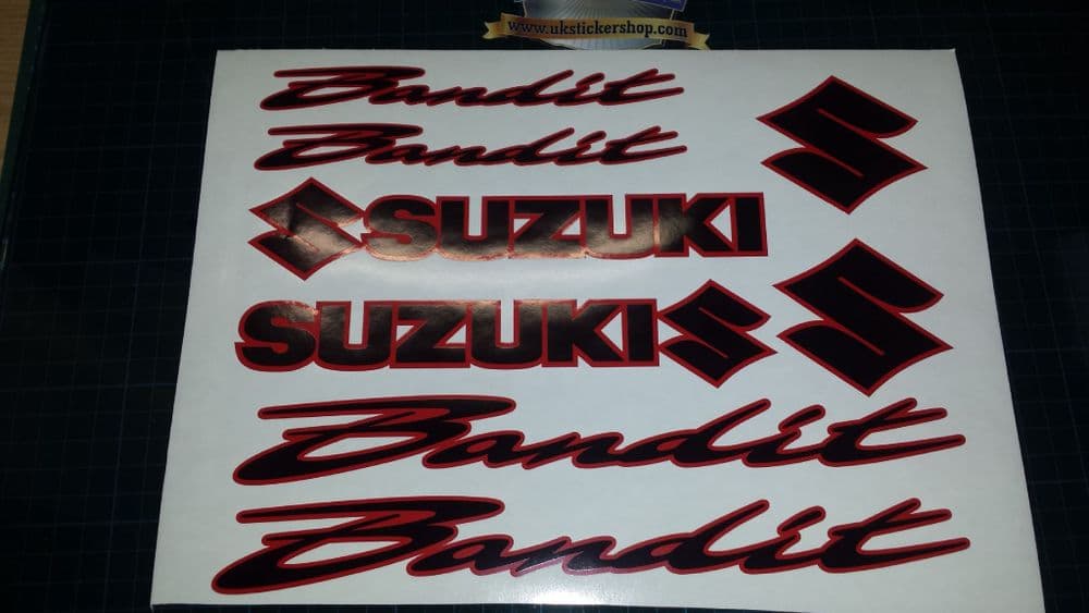 SUZUKI BANDIT 2 COLOUR DECALS/ STICKERS RED & BLACK restoration respray etc