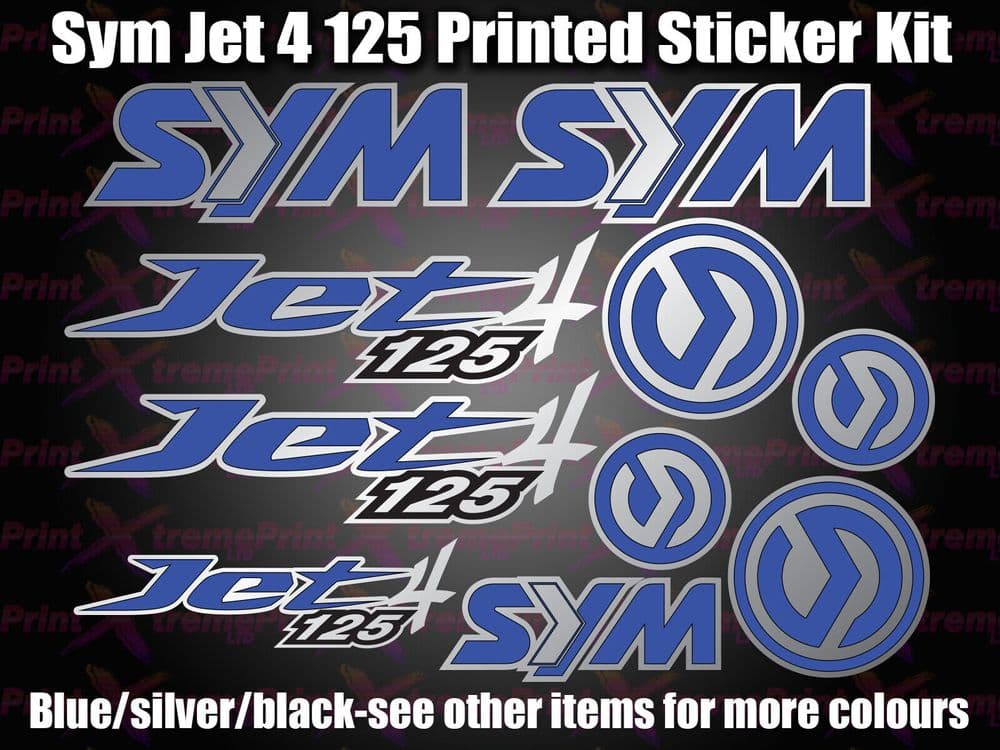 Sym Jet 4 125 Decals/Stickers Decals/Stickers Blue Silver Black