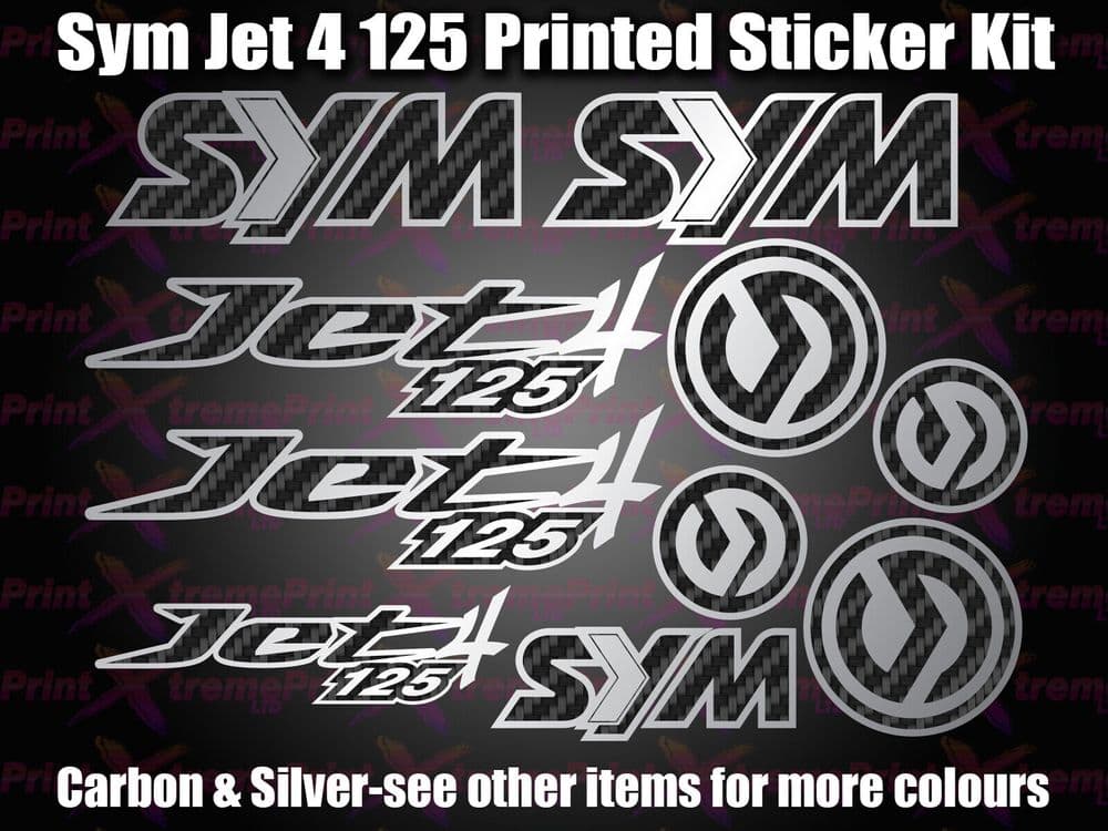 Sym Jet 4 125 Decals/Stickers Decals/Stickers Carbon & Silver