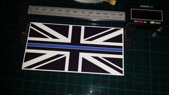 Thin Blue Line Police Union Jack black white blue colour sticker honour ...
