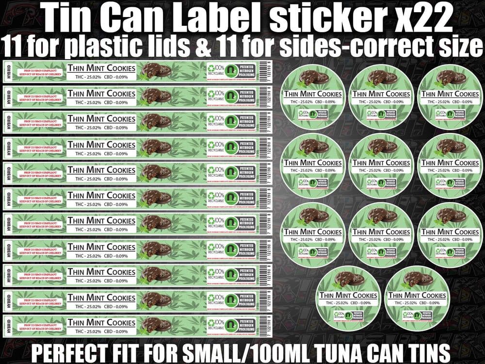 Thin Mint Cookies Cali Tin Labels Stickers Marijuana weed RX Medical ...
