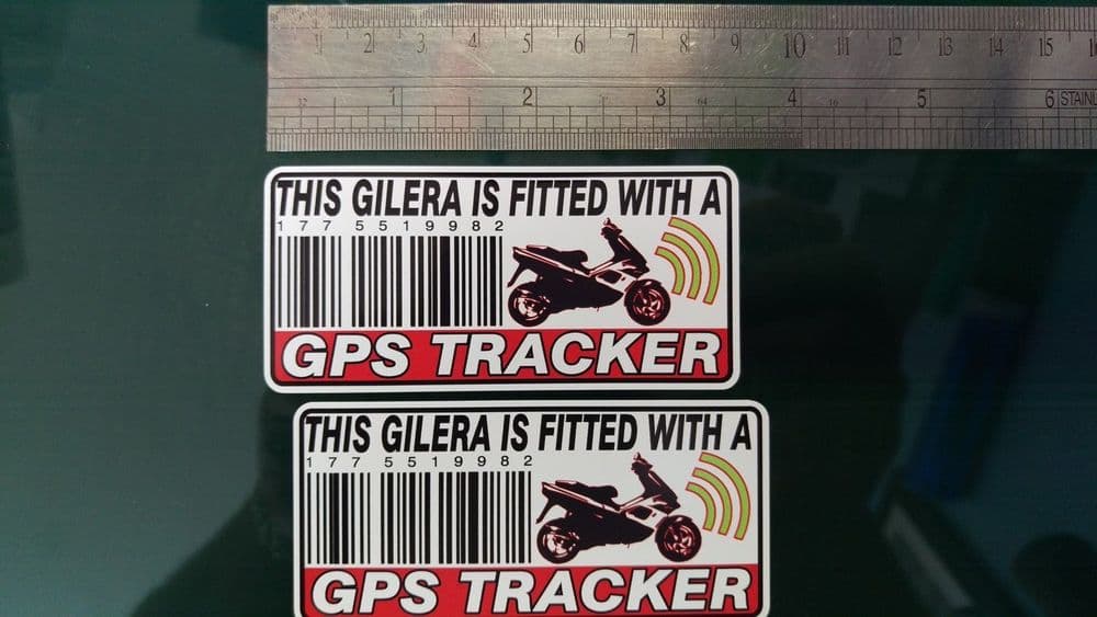 This GILERA Is Fitted with a GPS Tracker Stickers Decal x2 Alarm Lock ...
