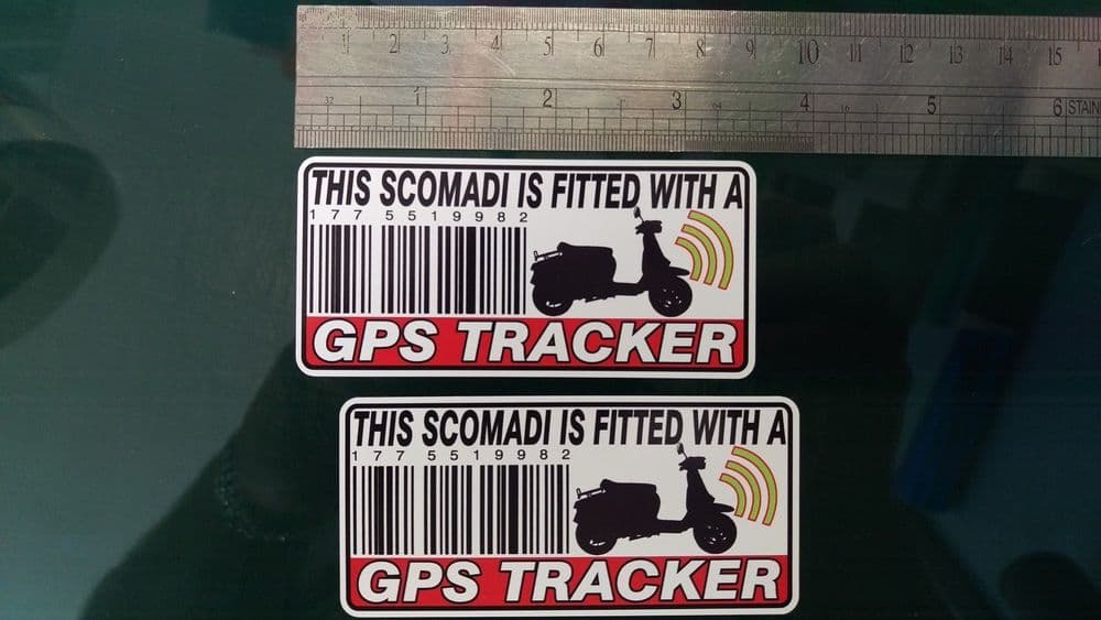 This SCOMADI Is Fitted with a GPS Tracker Stickers Decal x2 Alarm Lock ...