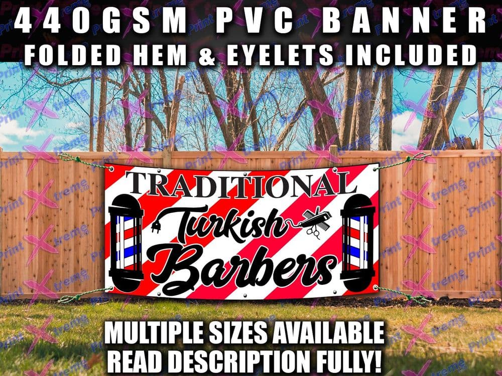 TRADITIONAL TURKISH BARBERS BANNER SIGN SIGNS Indoor Outdoor Shop PVC ...