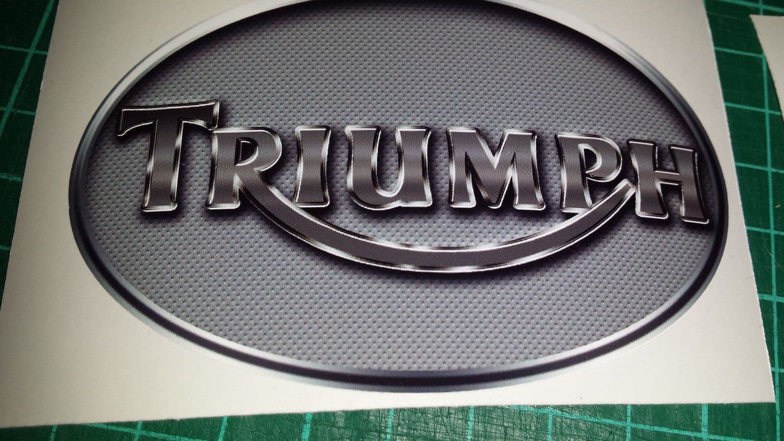 Triumph Perforated Metal Effect Tank Decals stickers x4 Bonneville Oval ...