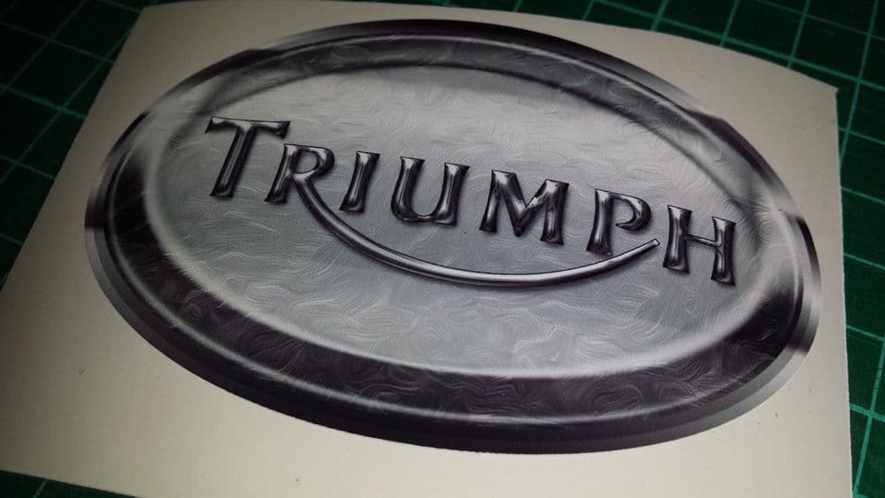 Triumph Polished Metal Effect Tank Decals stickers x4 Bonneville Oval ...