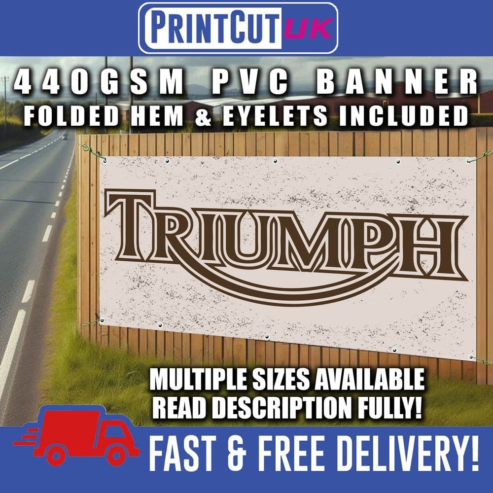 TRIUMPH PVC BANNER SIGN SIGNS Indoor Outdoor workshop vintage shed ...