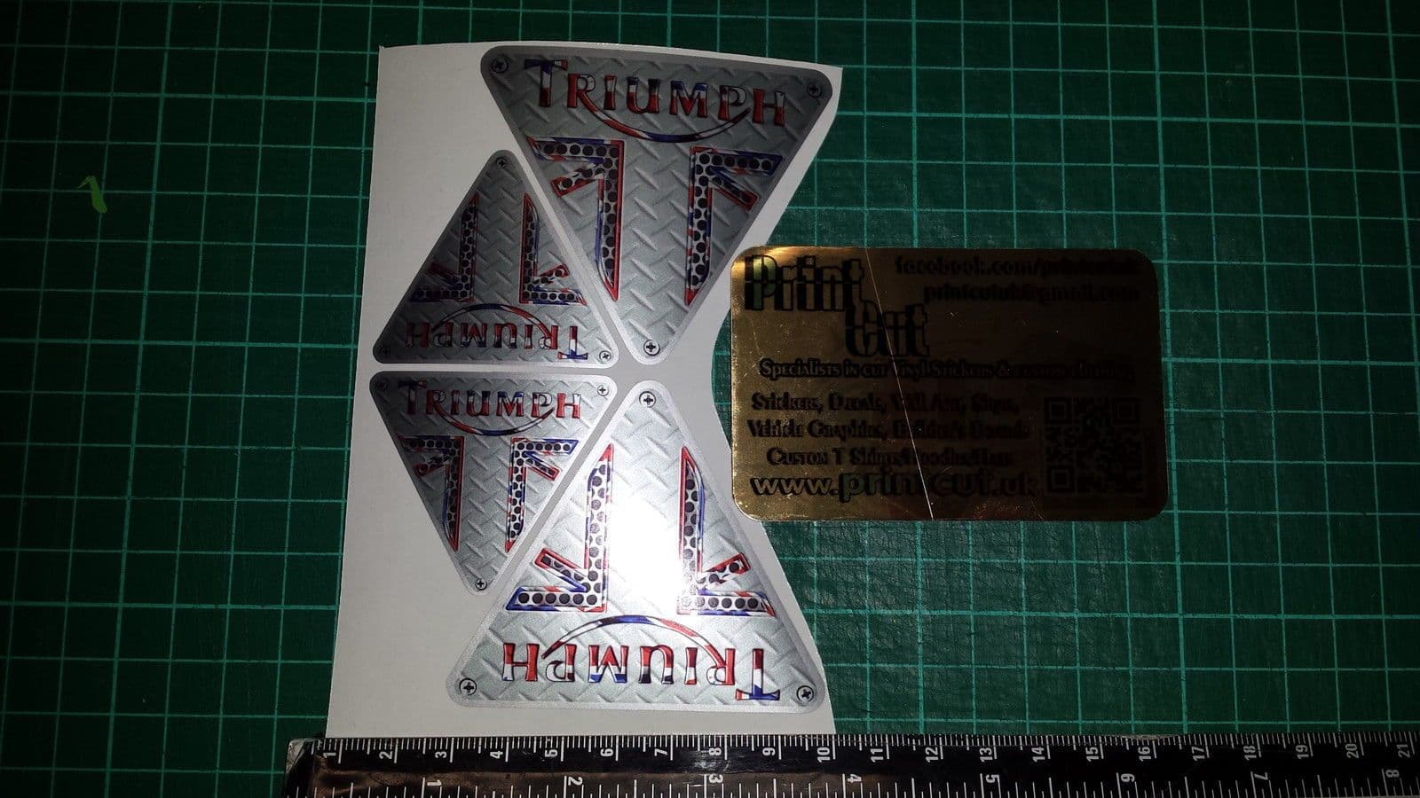 Triumph Tank Decals x4 checkerplate Effect Tiger trophy speed sprint