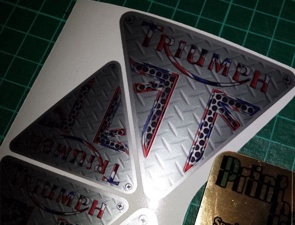 Triumph Tank Decals x4 checkerplate Effect Tiger trophy speed sprint