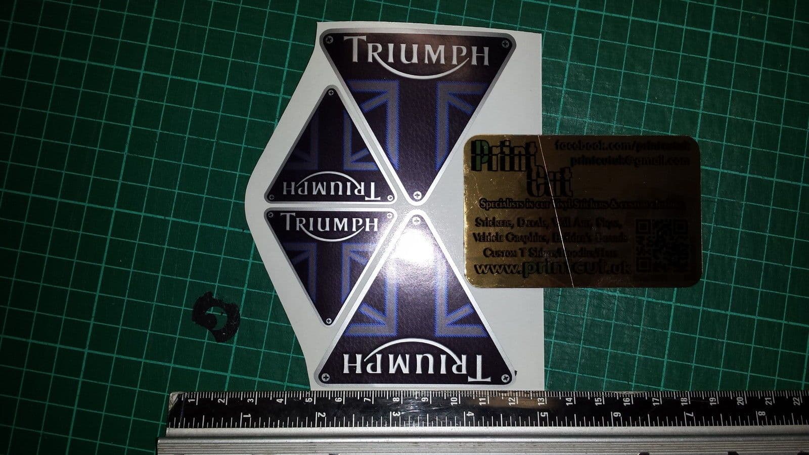 Triumph Tank Decals x4 Leather Blue Stitch Style Tiger trophy speed sprint