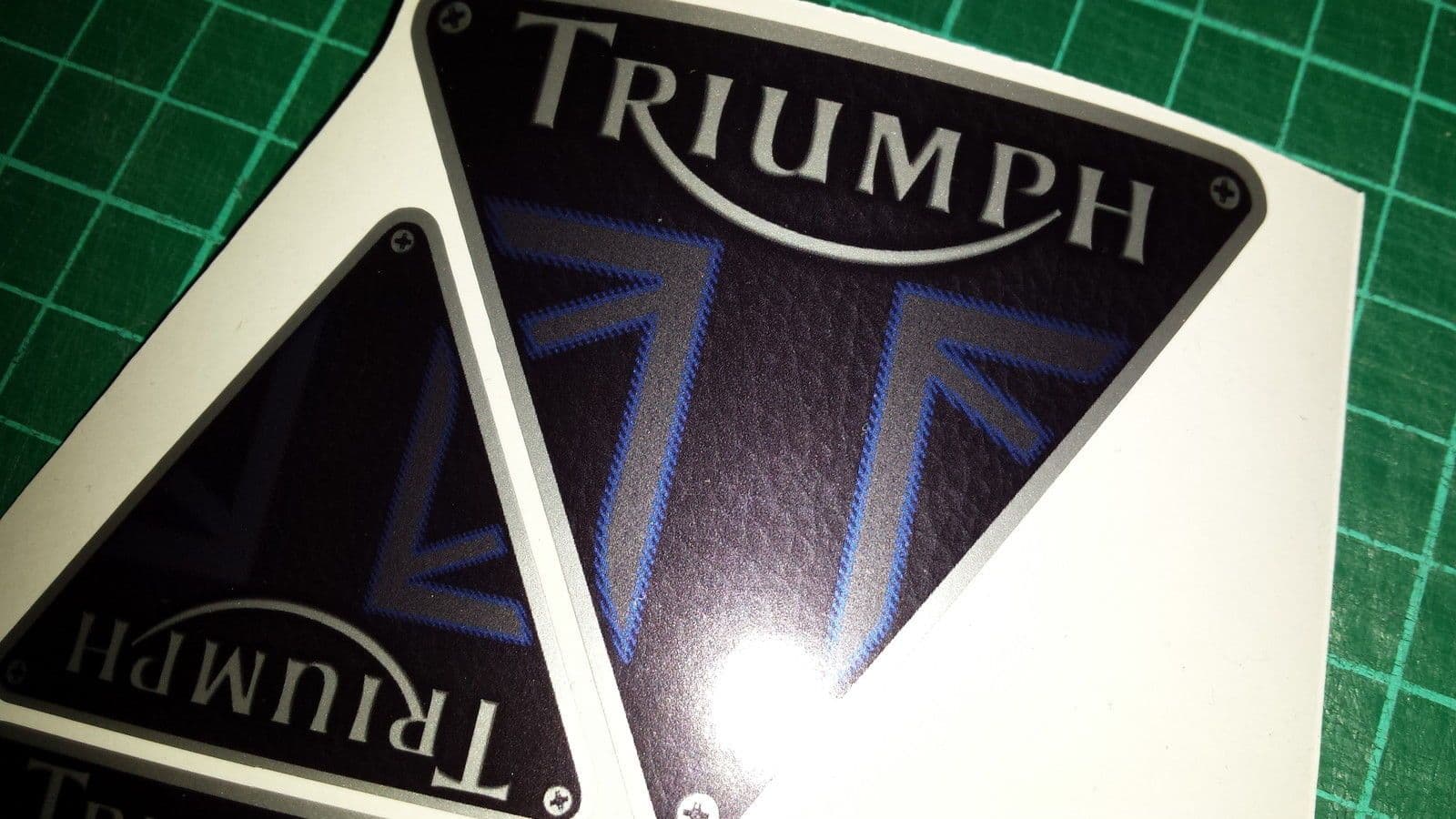 Triumph Tank Decals x4 Leather Blue Stitch Style Tiger trophy speed sprint
