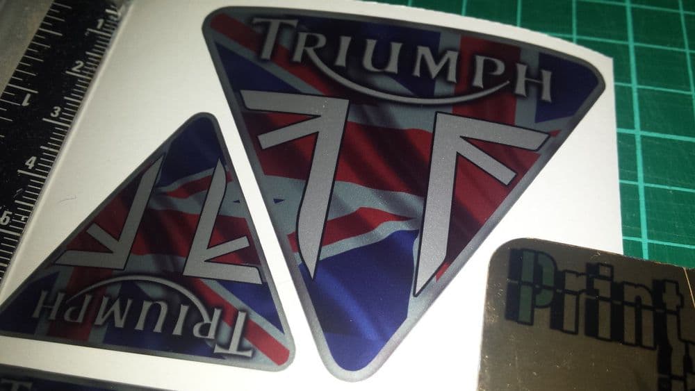 Triumph Tank Decals x4 Union Jack Style Tiger trophy speed sprint