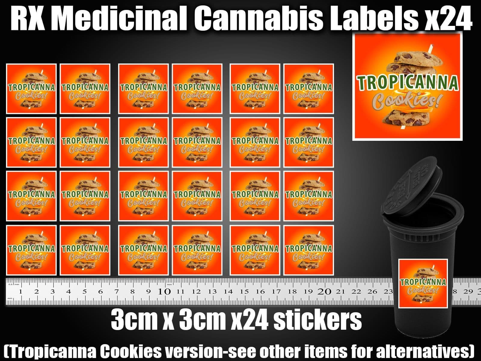 TROPICANNA COOKIES cali Cannabis Labels Stickers Dram pop top RX ...