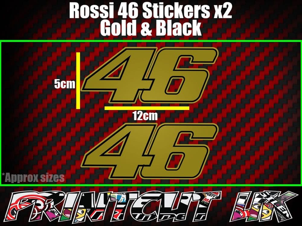 Valentino Rossi 46 Decal Sticker x2 laptop helmet bike car scooter 46 ...