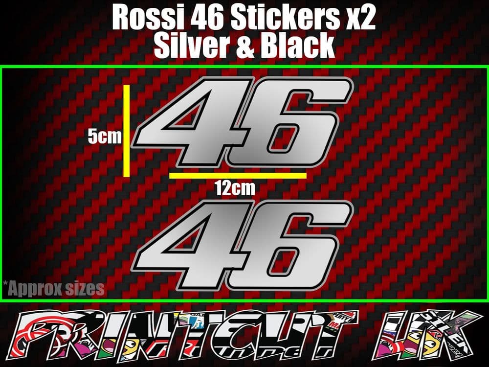 Valentino Rossi 46 Decal Sticker x2 laptop helmet bike car scooter 46 ...
