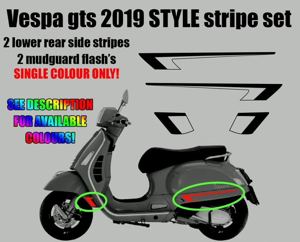 Vespa GTS Super 2019 HPE style Decal / Sticker stripe Kit custom ...