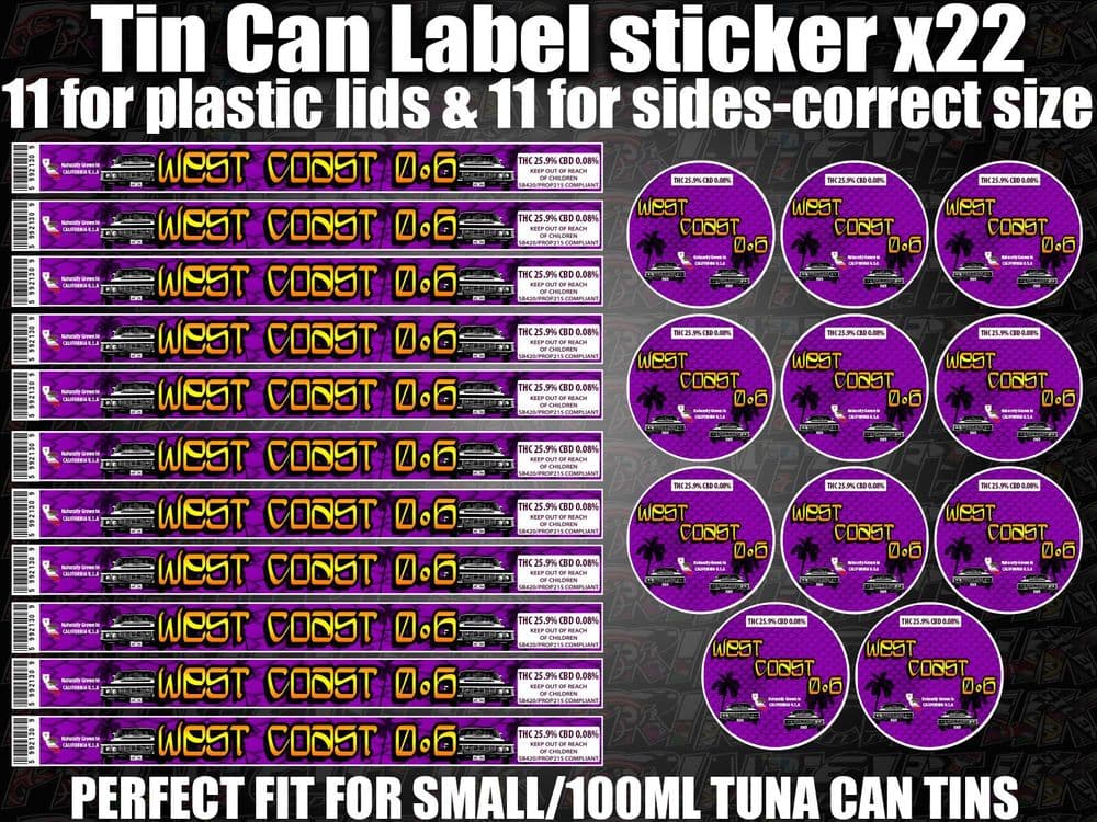 WEST COAST O G Cali Tin Labels Stickers Marijuana weed RX Medical ...