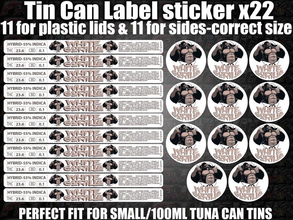WHITE GORILLA Cali Tin Labels Stickers Marijuana weed RX Medical ...