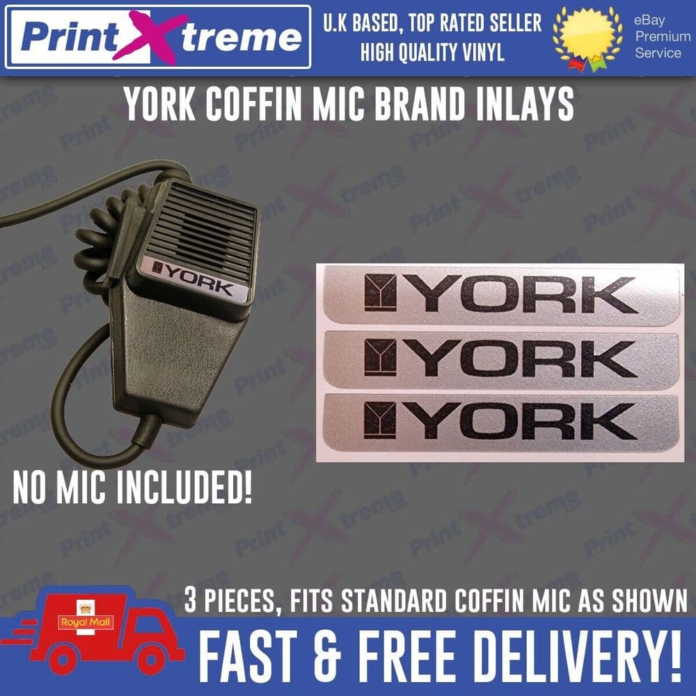 YORK cb radio COFFIN MIC INLAY STICKER Decal self adhesive NO MIC INCLUDED