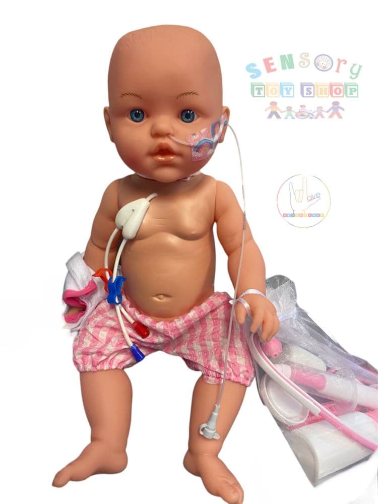 Doll with Handmade Hickman Style Central Venous CV Line