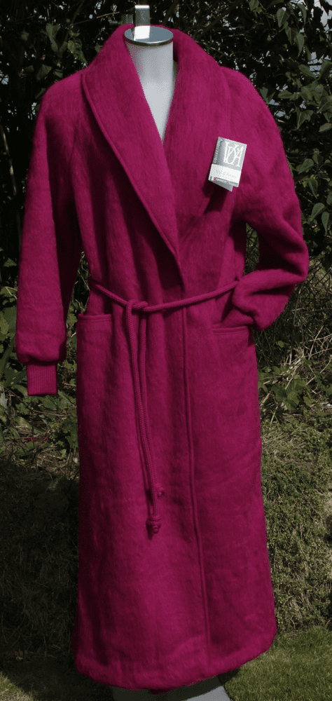 100 Wool Pyrenean Wrap Style Gown Marjorie in Deep Raspberry