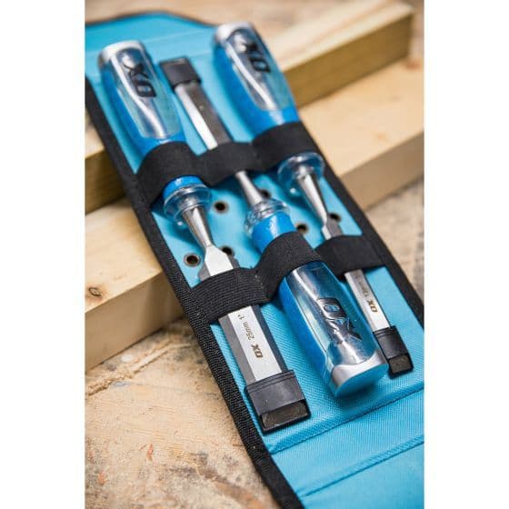 OX Pro 3 Piece Wood Chisel Set in Velcro Case