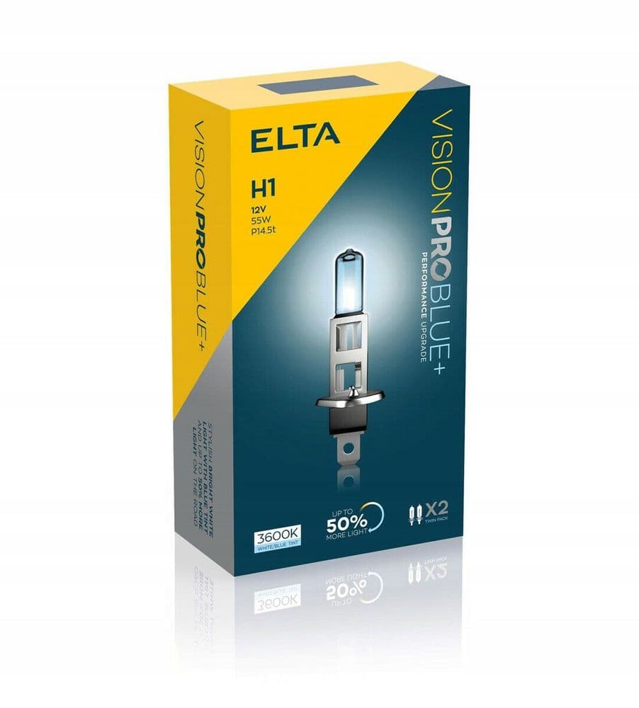 Elta H1 448 Vision Pro Blue Headlight Bulbs Pair 50 More Light
