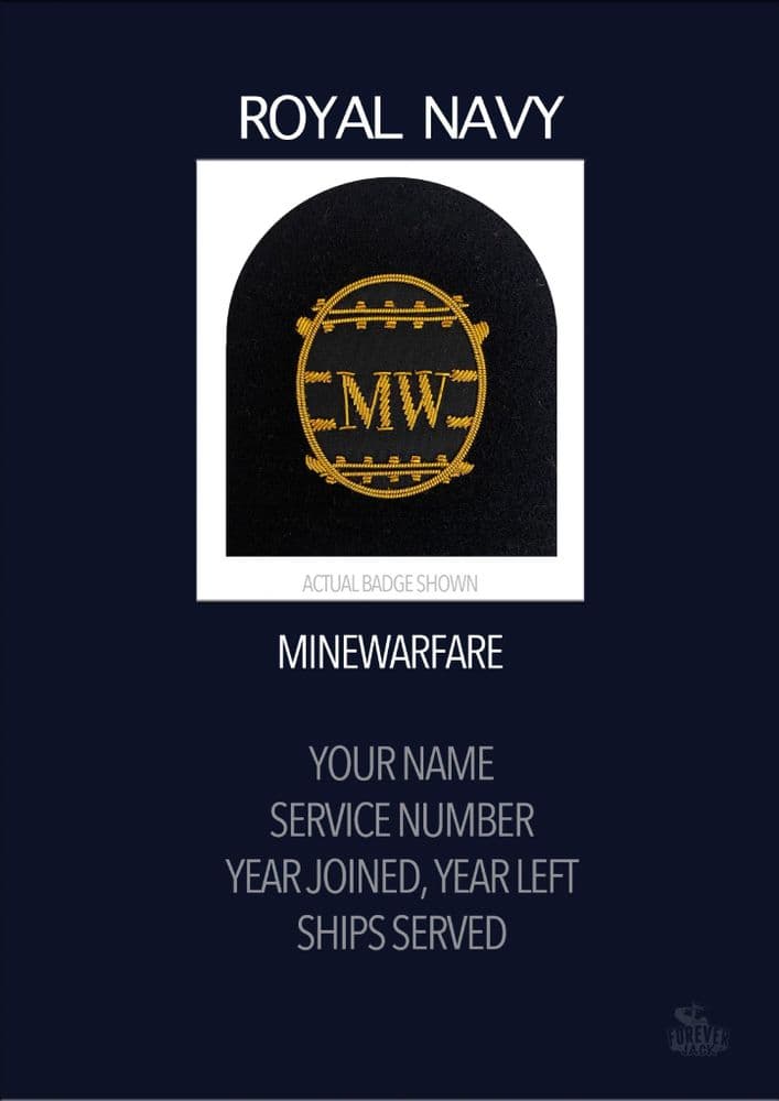 Gold Wire Badges Mounted - MINEWARFARE