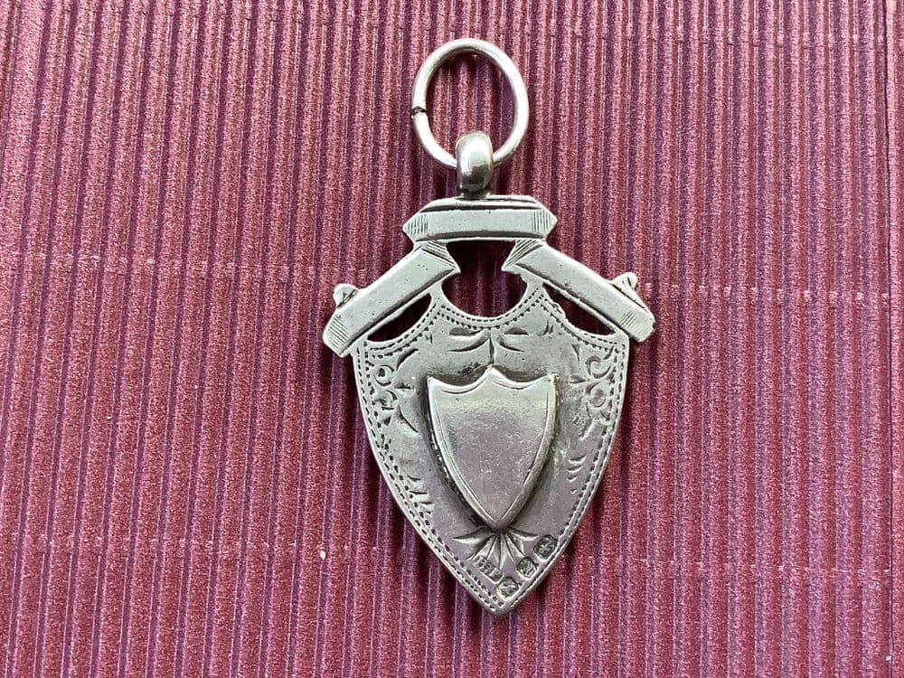 A Victorian Sterling Silver Double Faced Shield Fob Medal - Birmingham 1899