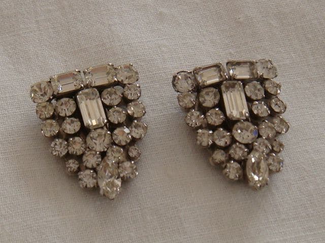 Pair of Art Deco Diamante Dress Clips circa 1930 - 1940s SOLD
