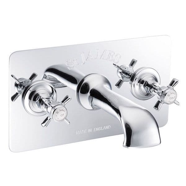 St James Wall-Mounted 3-Hole Bath Filler Tap with Concealing Plate - SJ376
