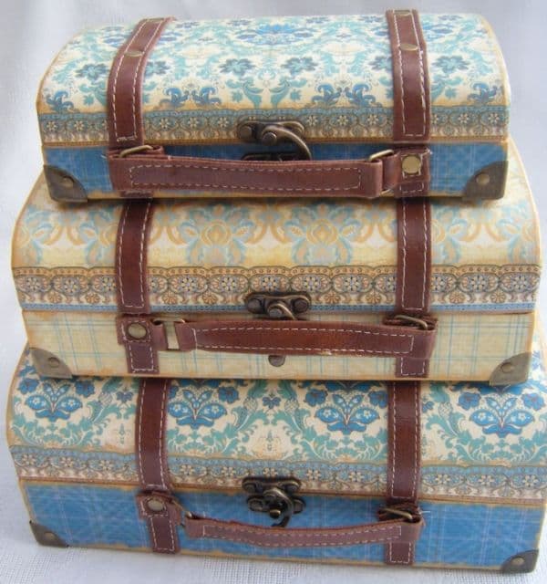 Nest of 3 Blue & Yellow trunks