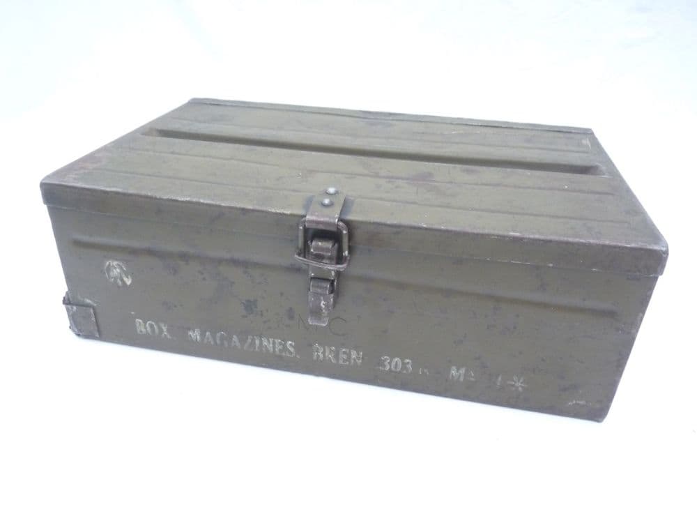 Bren Gun magazine box green cammo painted Canadian marked SOLD