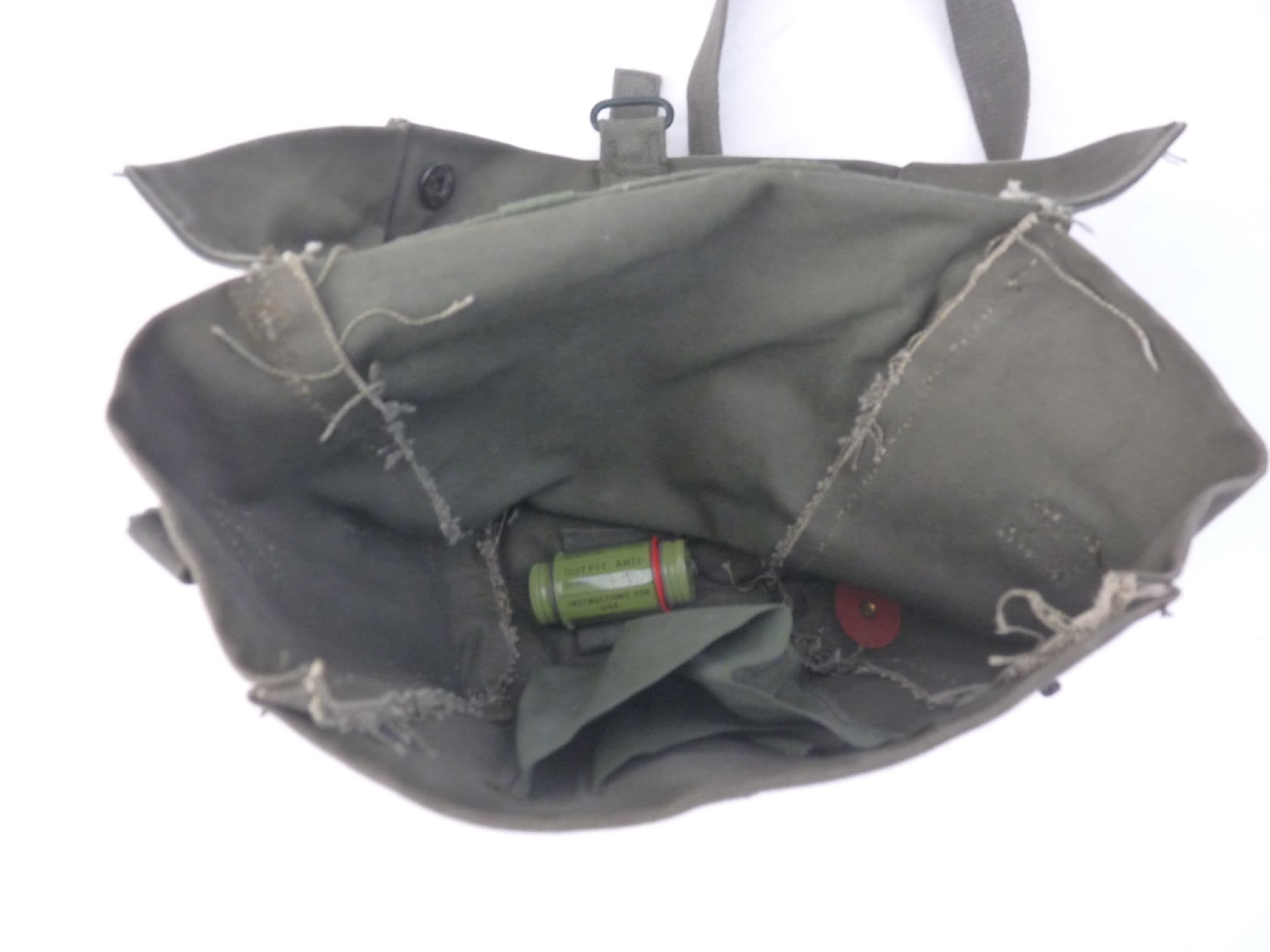 British Army gas-mask case 1970 dated with anti-dim kit