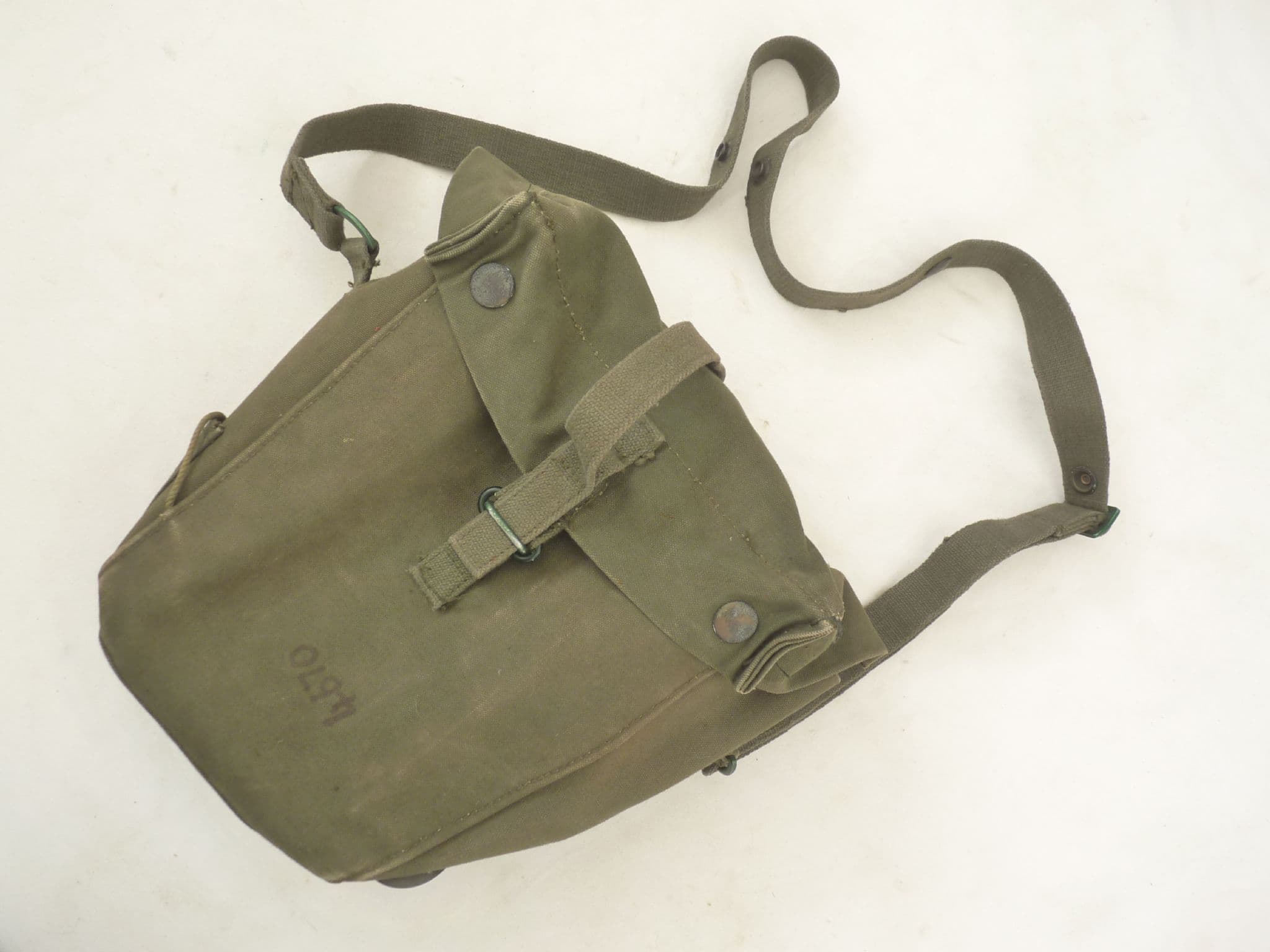 British Army gas-mask case 1970 dated with anti-dim kit