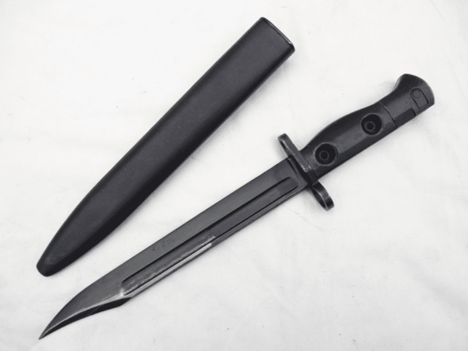 British SLR L1A3 bayonet and scabbard 1958 dated SOLD