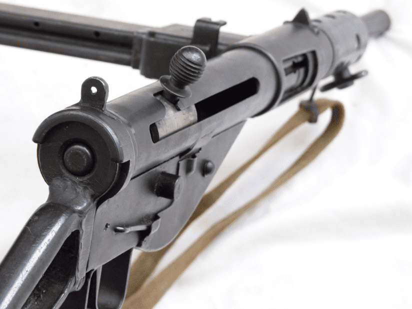 Deactivated British Sten mk2 9mm submachine gun with sliding cocking-handle SOLD