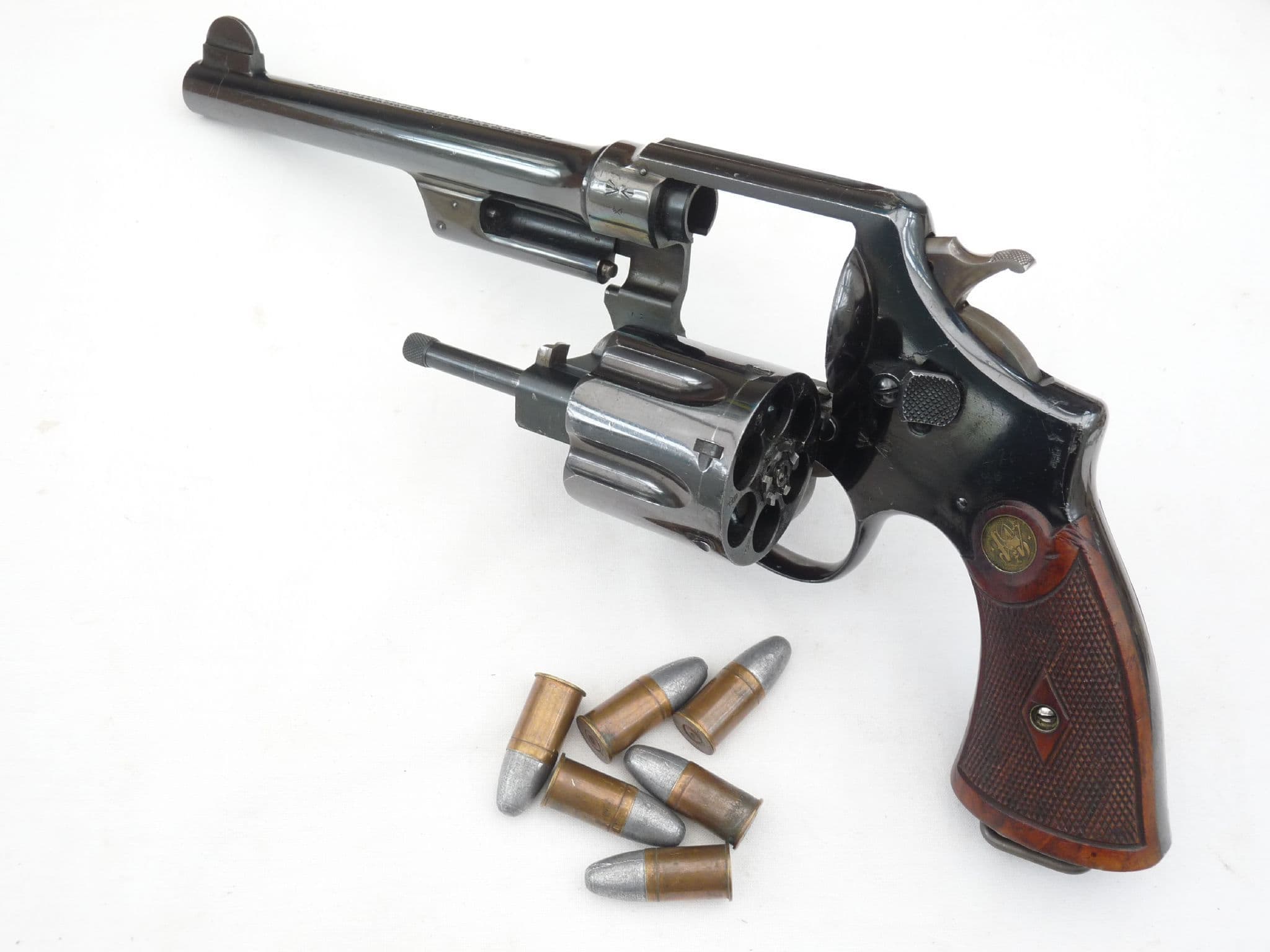 Deactivated Smith & Wesson 455& x22; mk1 rare triple lock revolver ...