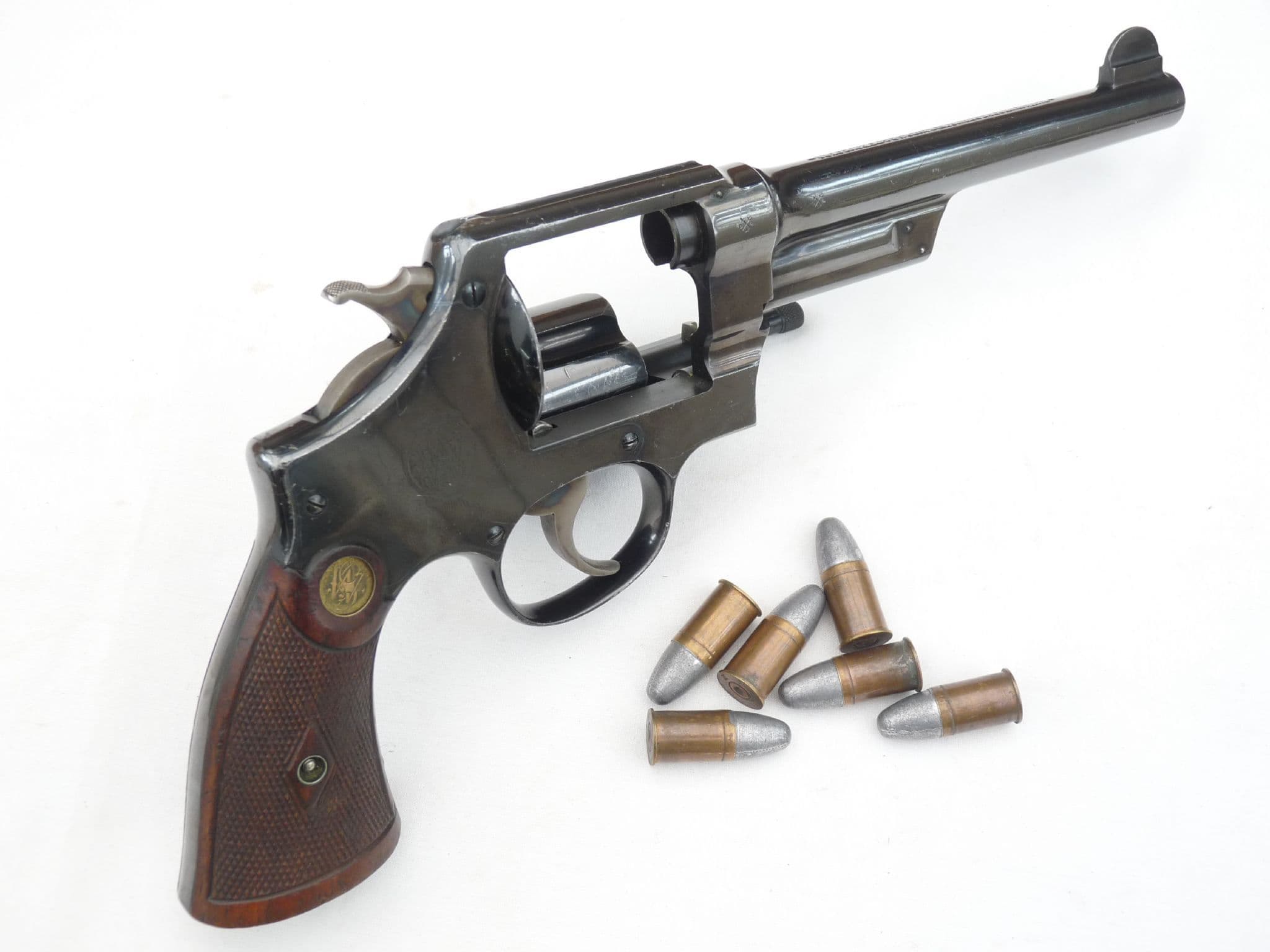 Deactivated Smith & Wesson 455& x22; mk1 rare triple lock revolver ...