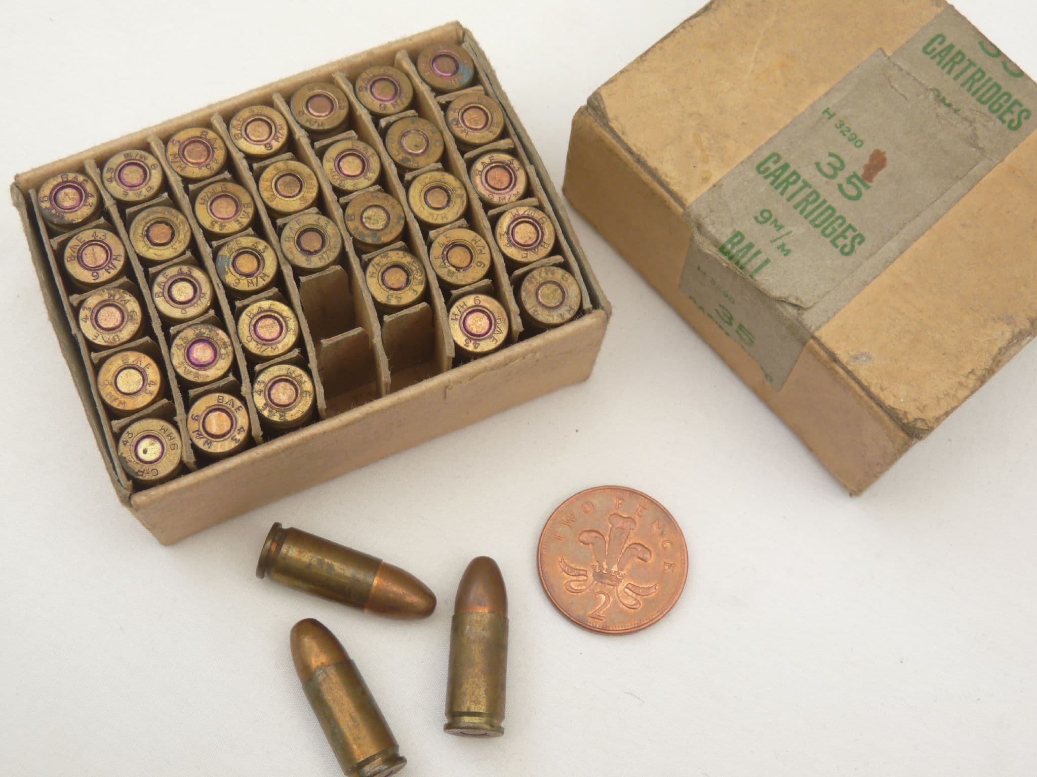 Inert WW2 dated British 9 x 19mm Parabellum cartridge