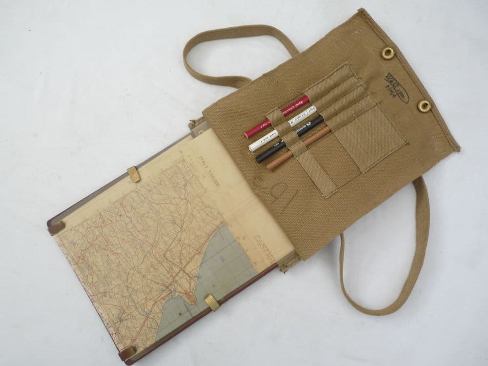 Pattern 1937 khaki webbing map case with original pencils and 1944 ...