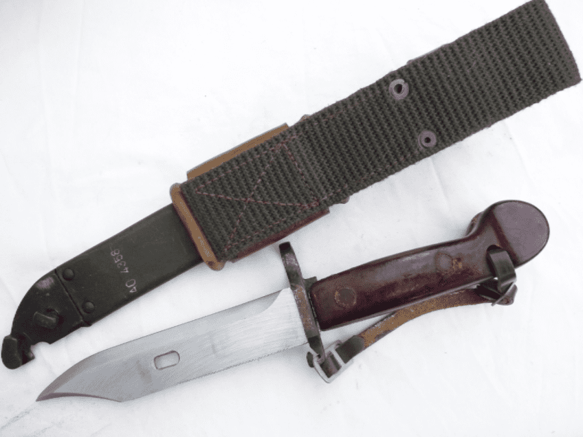 Rumanian made Kalashnikov AKM Type 1 bayonet with scabbard and hanger SOLD