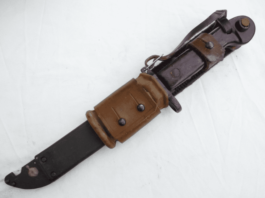 Rumanian made Kalashnikov AKM Type 1 bayonet with scabbard and hanger SOLD