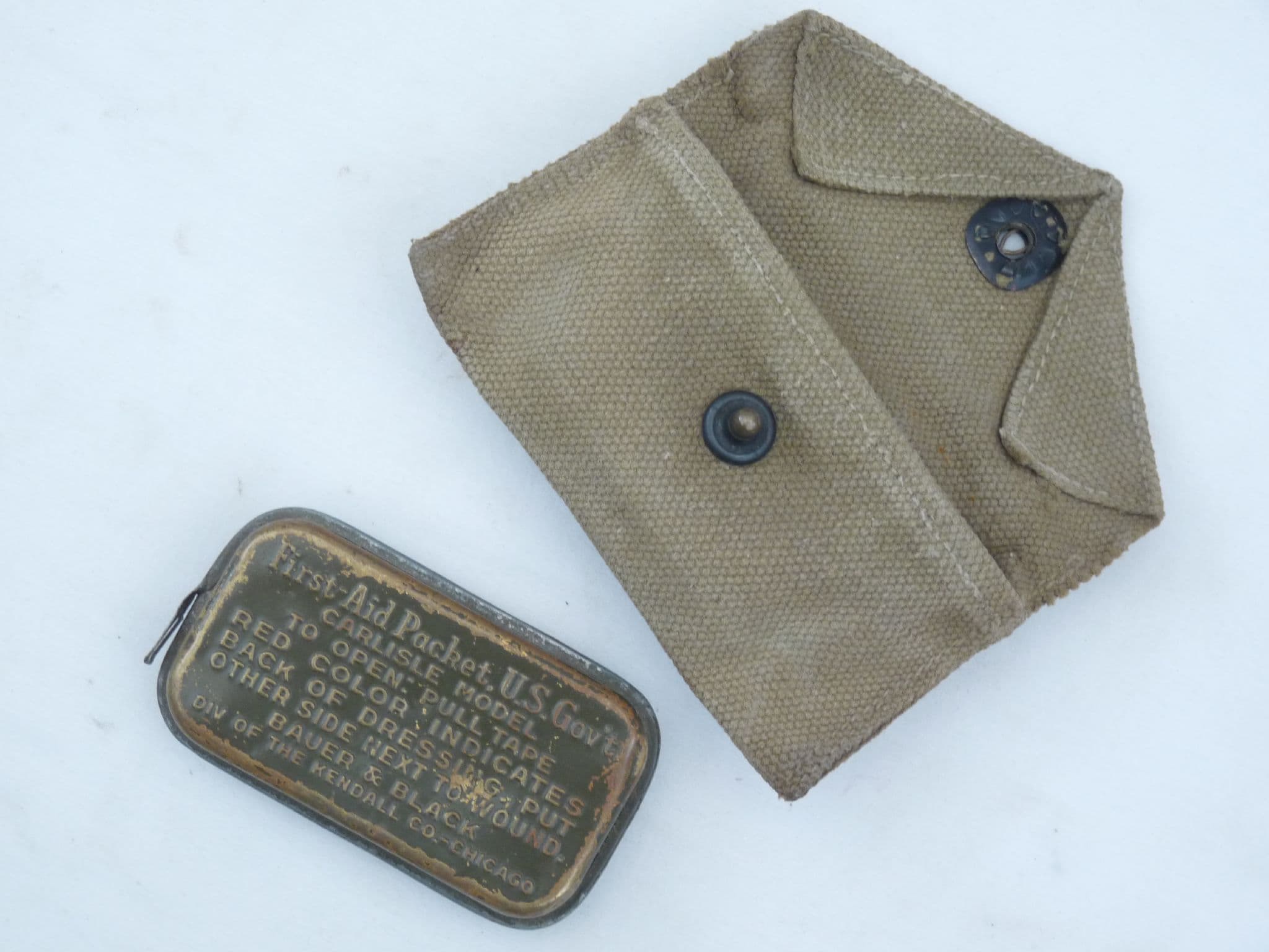 US WW2 first-aid pouch with unopened Carlisle dressing SOLD